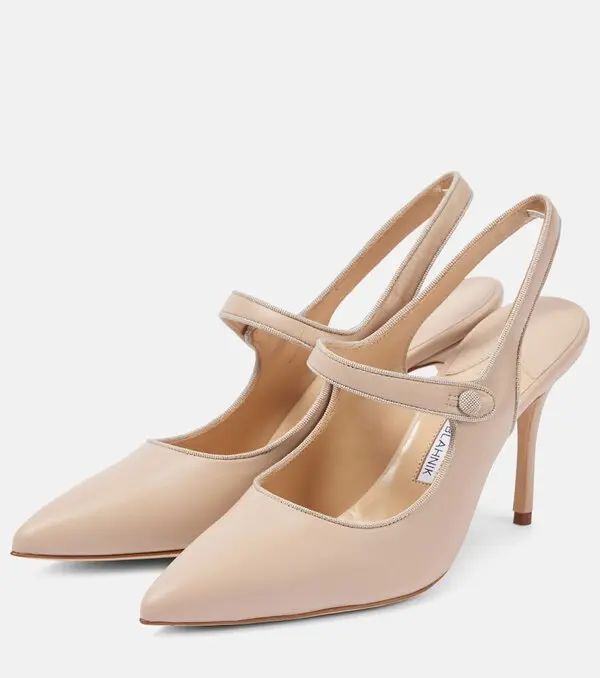 Manolo Blahnik Campari 90 Slingback Pumps - Beige