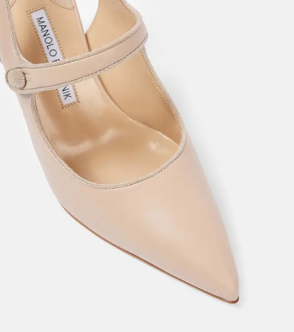 Manolo Blahnik Campari 90 Slingback Pumps - Beige