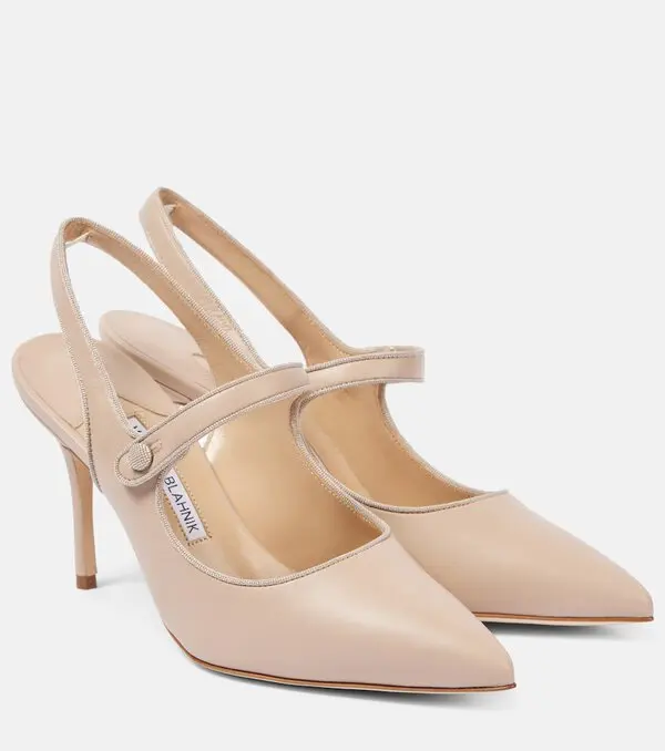 Manolo Blahnik Campari 90 Slingback Pumps - Beige