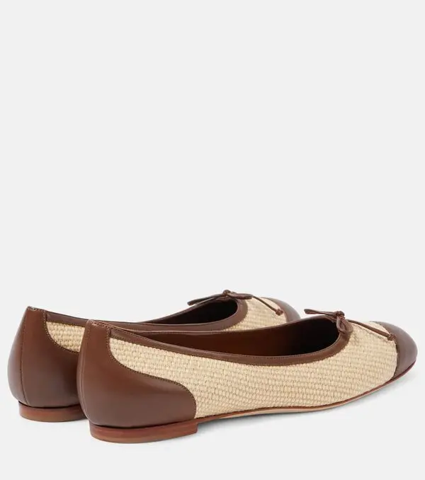Manolo Blahnik Capbl Raffia Ballet Flats