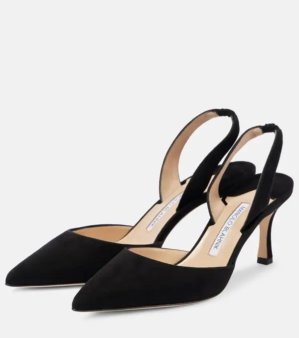 Manolo Blahnik Carolyne 70 Suede Slingback Pumps