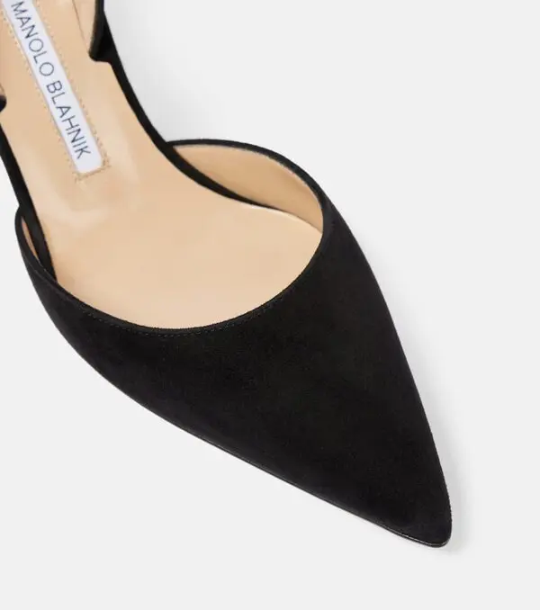 Manolo Blahnik Carolyne 70 Suede Slingback Pumps