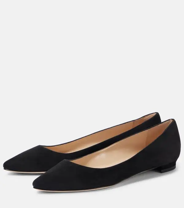 Manolo Blahnik Bb Suede Ballet Flats - Black
