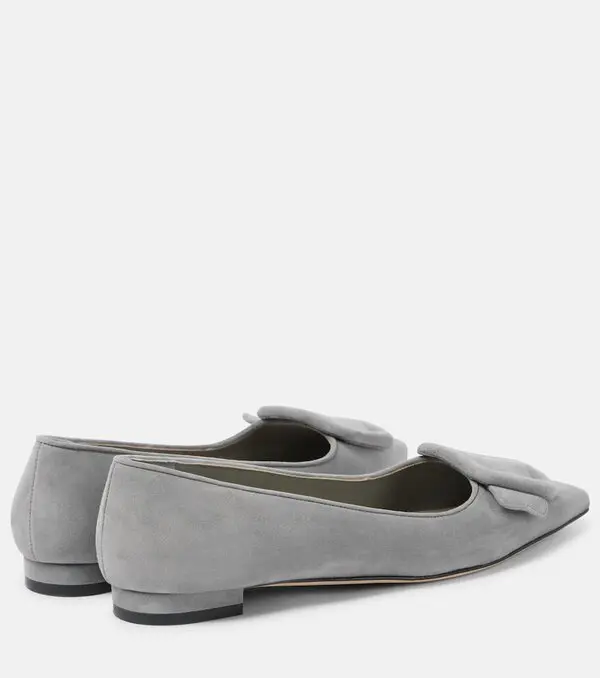 Manolo Blahnik Maysale Suede Ballet Flats - Grey