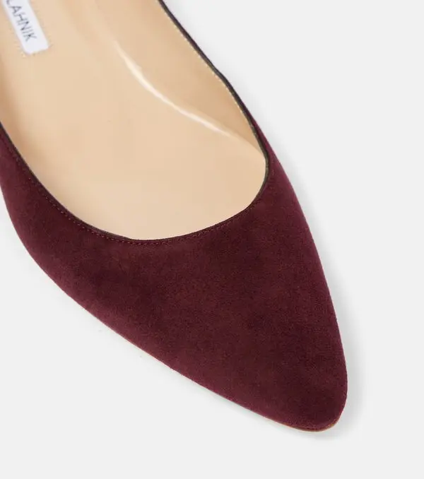 Manolo Blahnik Bb Suede Ballet Flats - Red