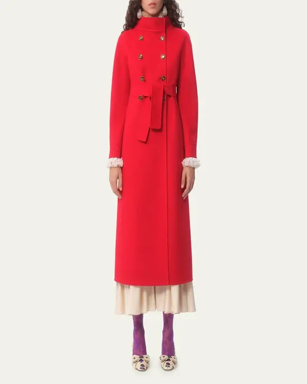 Valentino Garavani High-neck Belted Wool Cashmere Coat