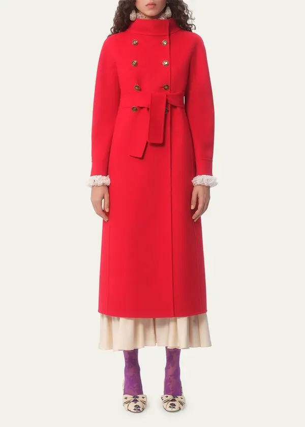 Valentino Garavani High-neck Belted Wool Cashmere Coat