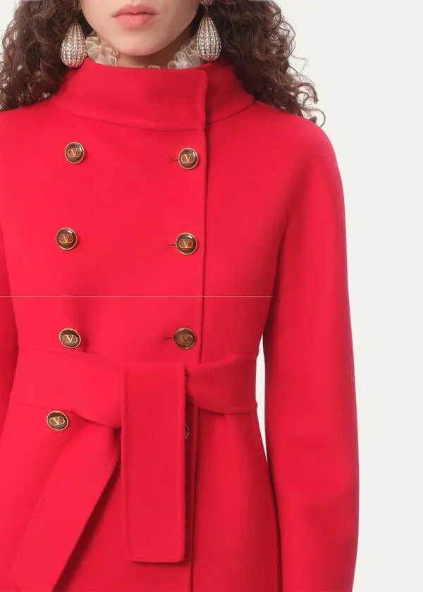 Valentino Garavani High-neck Belted Wool Cashmere Coat