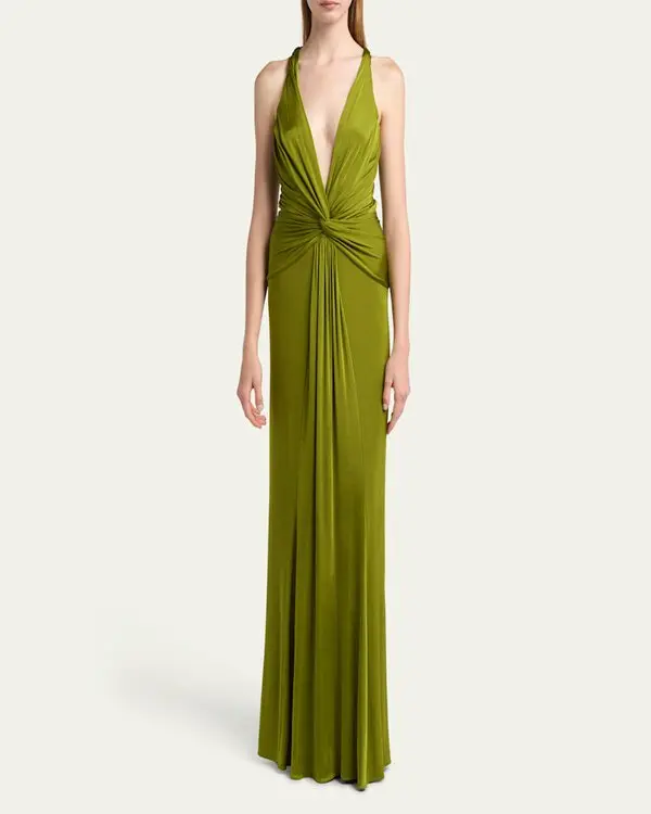 TOM FORD - TOM FORD Draped V-Neck Gown