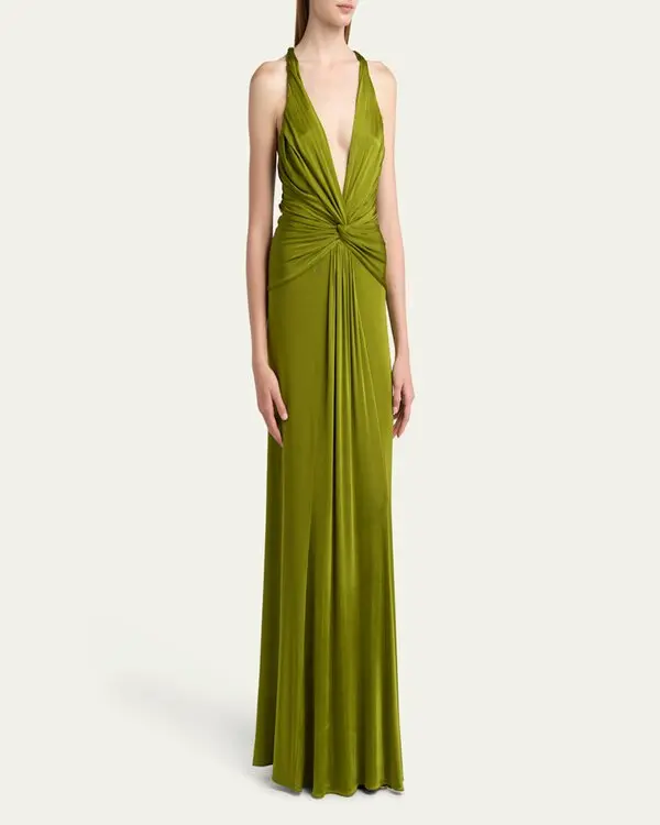 TOM FORD - TOM FORD Draped V-Neck Gown