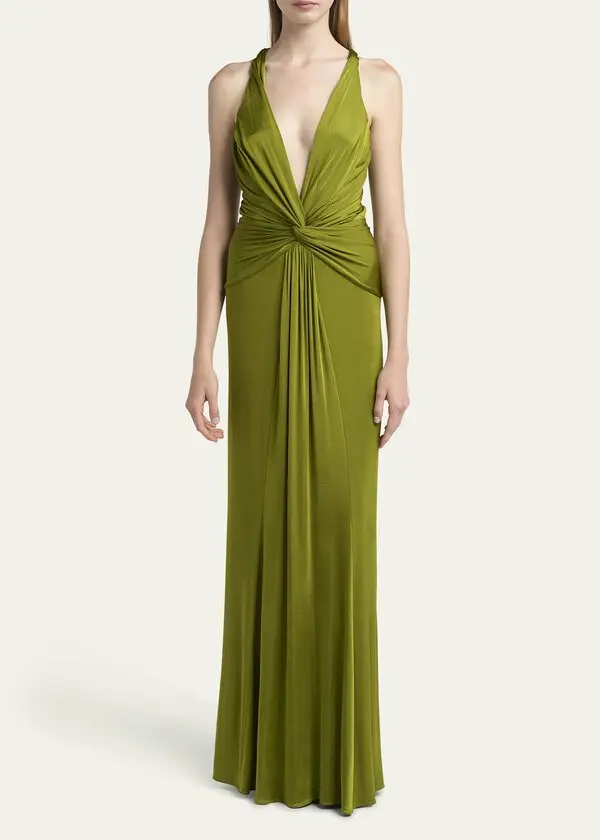 TOM FORD - TOM FORD Draped V-Neck Gown