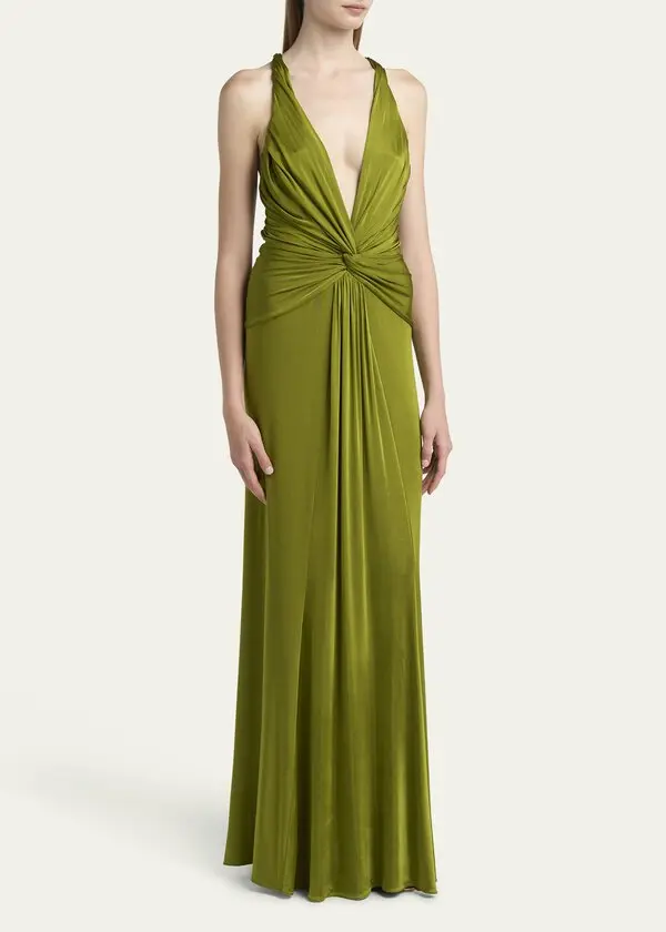 TOM FORD - TOM FORD Draped V-Neck Gown