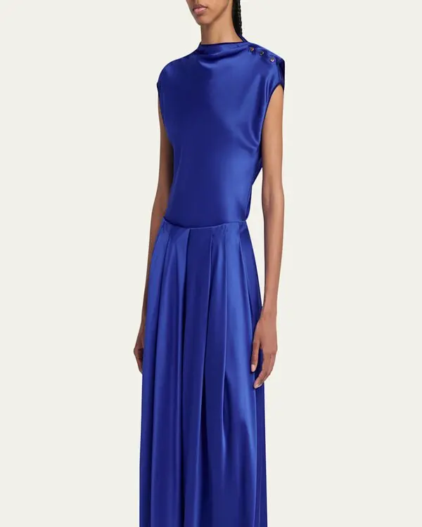 Giorgio Armani Double Silk Satin Blouse - Blue