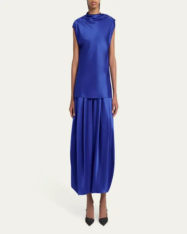 Giorgio Armani Double Silk Satin Blouse - Blue