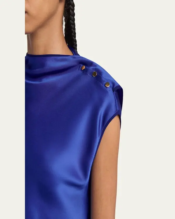 Giorgio Armani Double Silk Satin Blouse - Blue