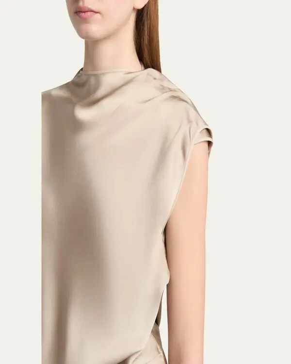 Giorgio Armani Long Double Satin Cowl-neck Dress - Biege