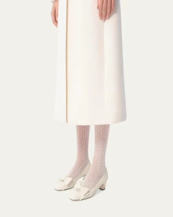 Valentino Garavani Bowow Leather Pumps - Ivory