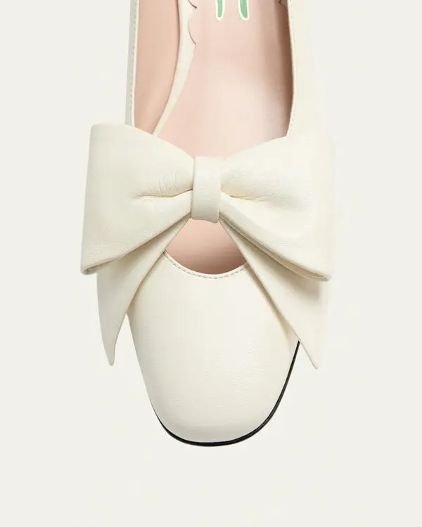 Valentino Garavani Bowow Leather Pumps - Ivory