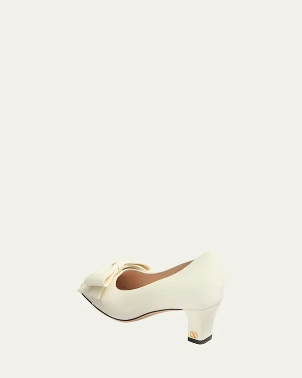 Valentino Garavani Bowow Leather Pumps - Ivory