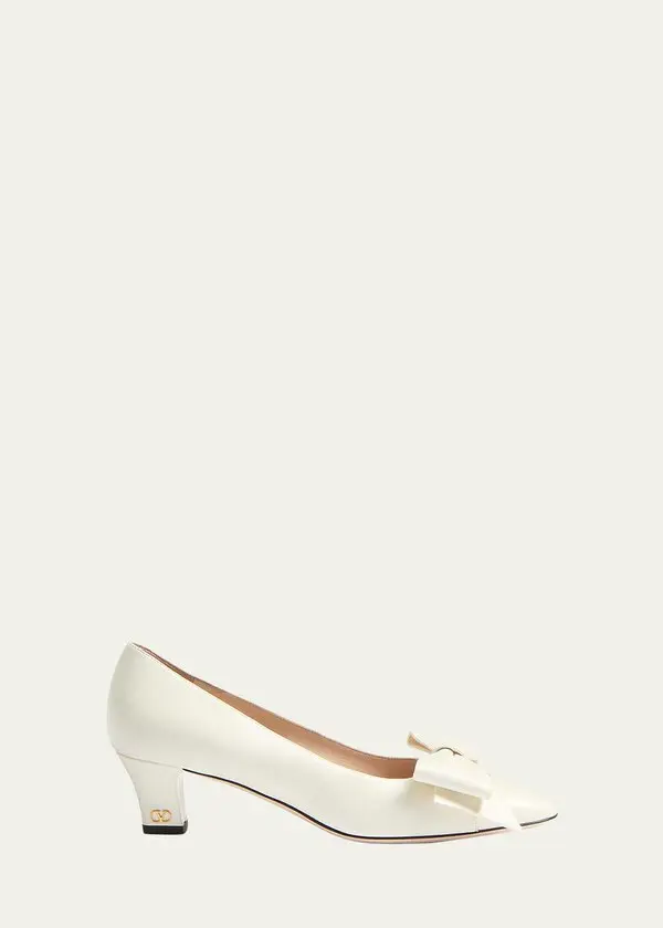 Valentino Garavani Bowow Leather Pumps - Ivory