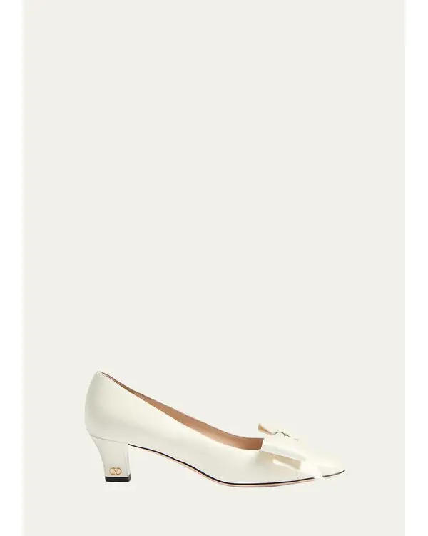 Valentino Garavani Bowow Leather Pumps - Ivory