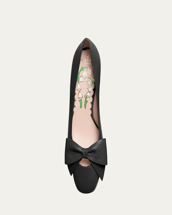Valentino Garavani Bowow Leather Pumps - Nero