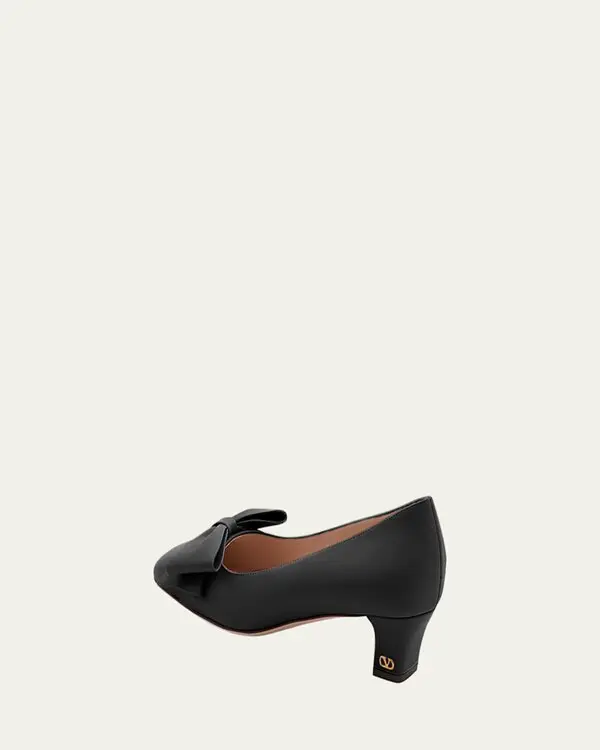 Valentino Garavani Bowow Leather Pumps - Nero
