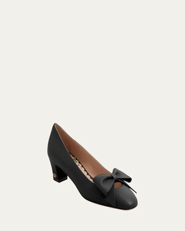 Valentino Garavani Bowow Leather Pumps - Nero