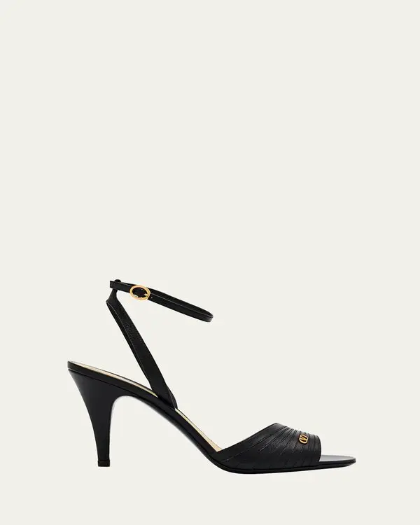 Valentino Garavani Ladycrush Leather Ankle-strap Sandals - Nero