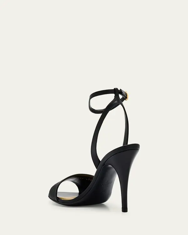 Valentino Garavani Ladycrush Leather Ankle-strap Sandals - Nero