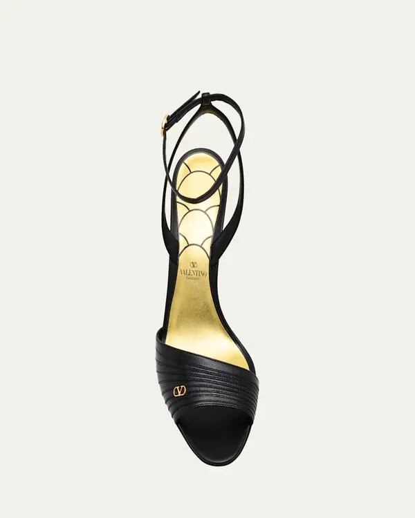 Valentino Garavani Ladycrush Leather Ankle-strap Sandals - Nero