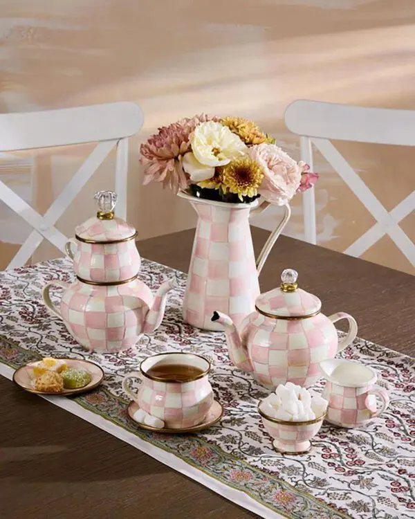 MACKENZIE-CHILDS Rosy Check Enamel Little Creamer - One-color