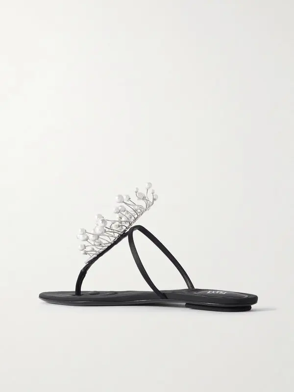 Emilio Pucci Embellished Satin Flip Flops