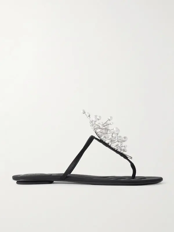 Emilio Pucci Embellished Satin Flip Flops