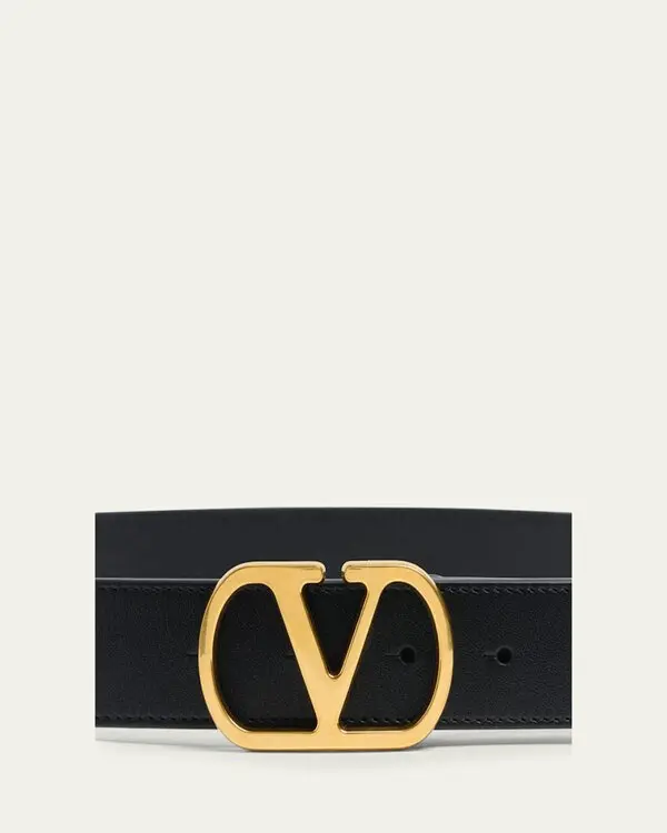 Valentino Garavani Vlogo Signature Leather Belt - Nero