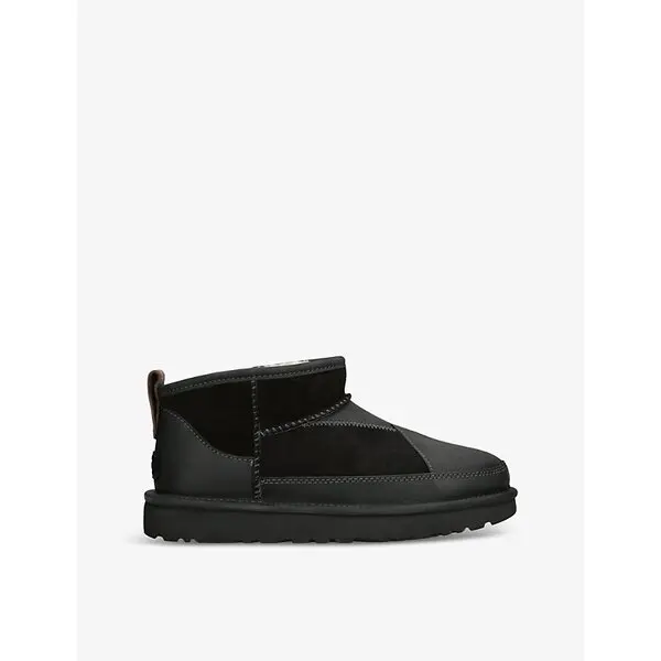 Ugg Classic Ultra Mini Patchwork Suede Boots Black/Comb - Main Image