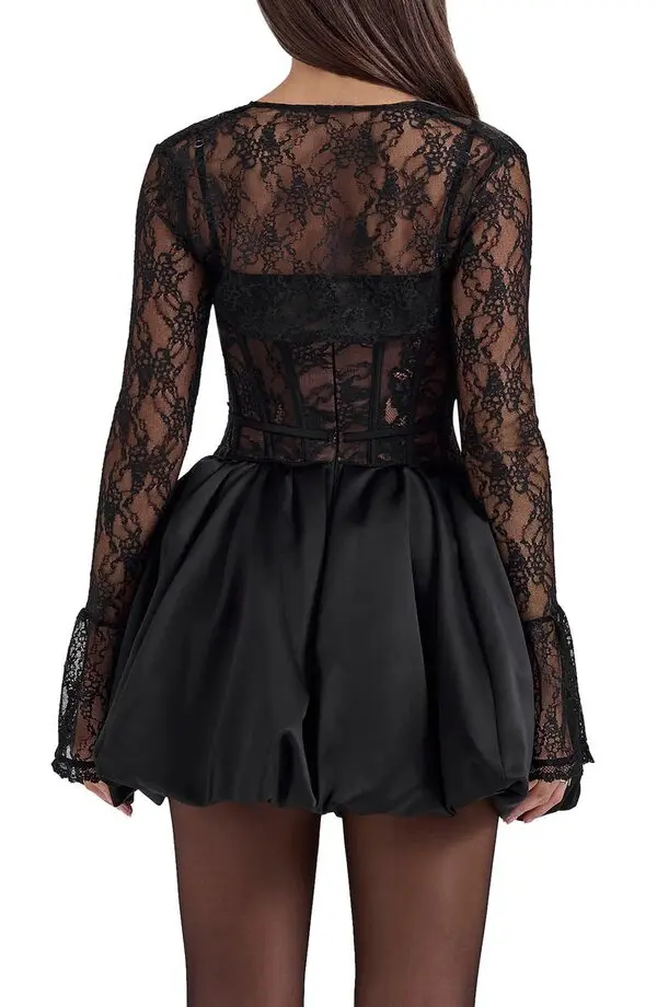 House Of Cb Lace Bolero And Corset Mini Dress Set In Black | Editorialist