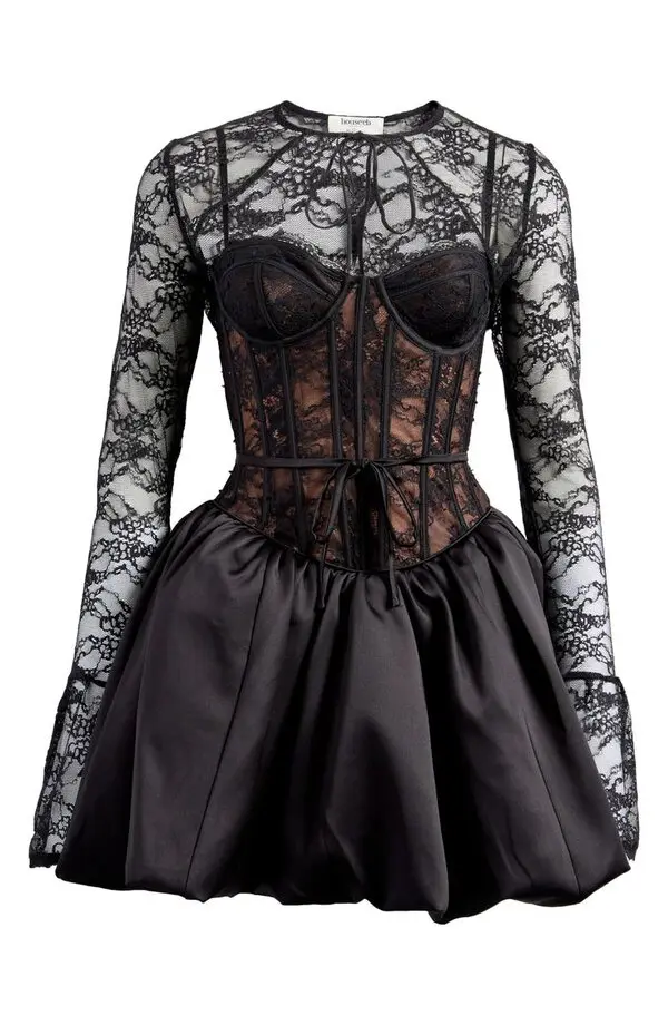 House Of Cb Lace Bolero And Corset Mini Dress Set In Black | Editorialist