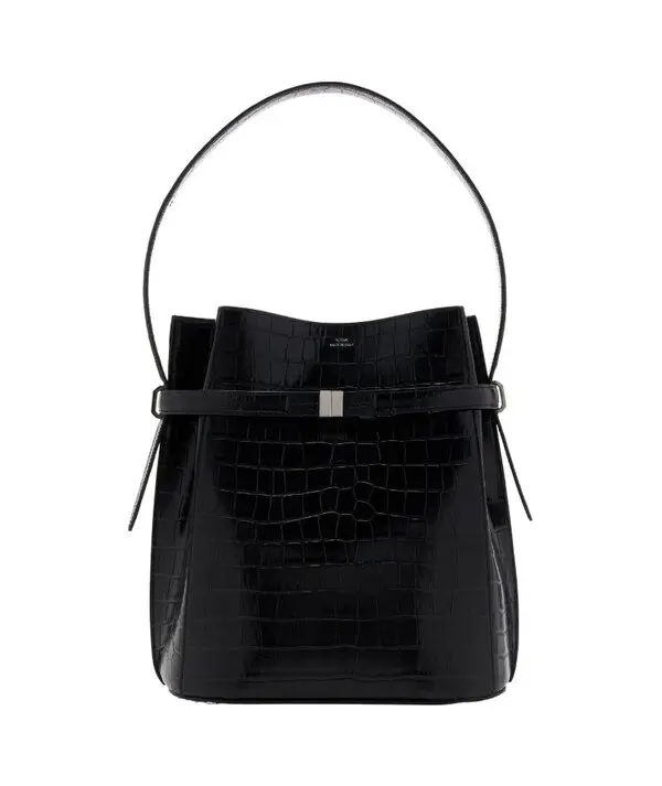 TOTEME Belted Croc-effect Leather Bucket Bag