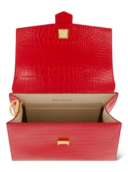 Mac Duggal Crocodile-effect Handbag - Cherry