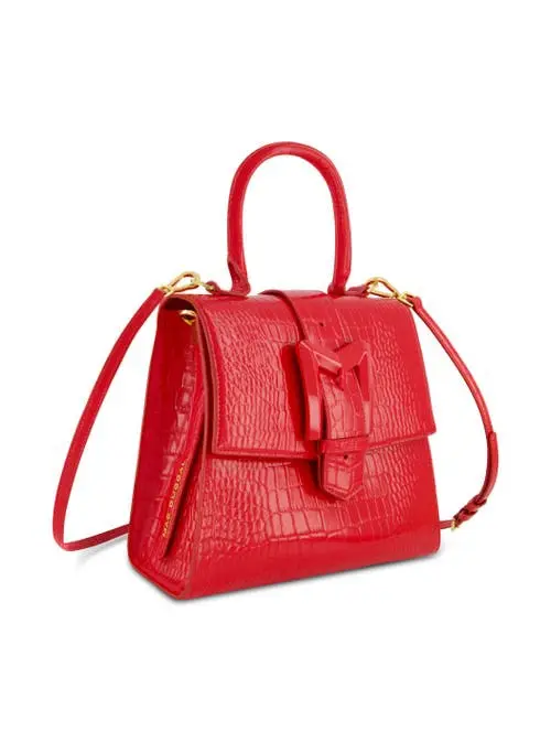 Mac Duggal Crocodile-effect Handbag - Cherry