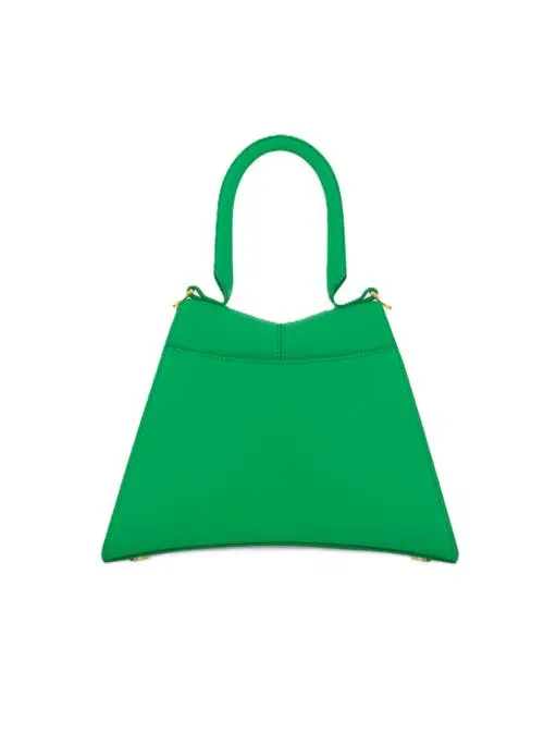 Mac Duggal Small Leather Handbag With Angular Gold Hardware - Spring Green