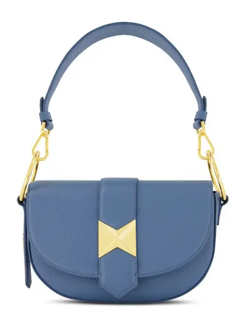 Mac Duggal Grain Leather Saddle Bag - Twilight