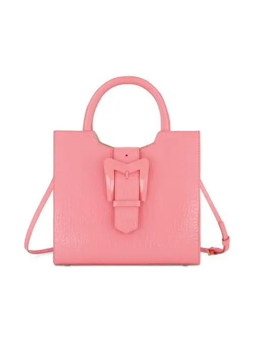 Mac Duggal Crocodile Embossed Tote Bag With Buckle Detail - Hibiscus