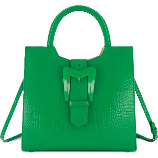 Mac Duggal Crocodile Embossed Tote Bag With Buckle Detail - Spring Green