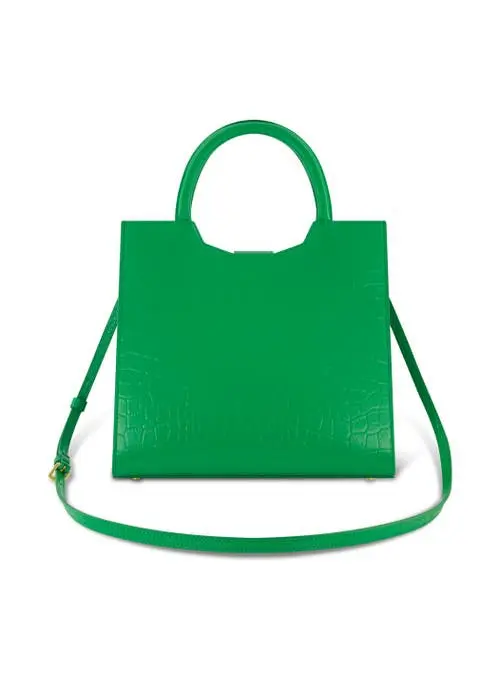 Mac Duggal Crocodile Embossed Tote Bag With Buckle Detail - Spring Green