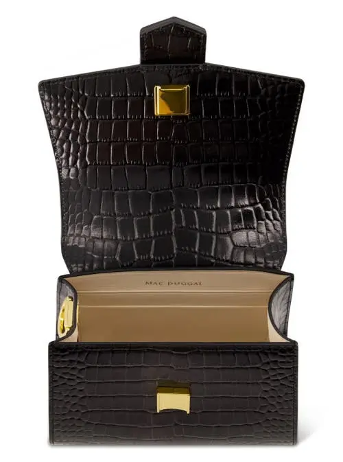 Mac Duggal Croc-effect Mini Handbag With Buckle Detail
