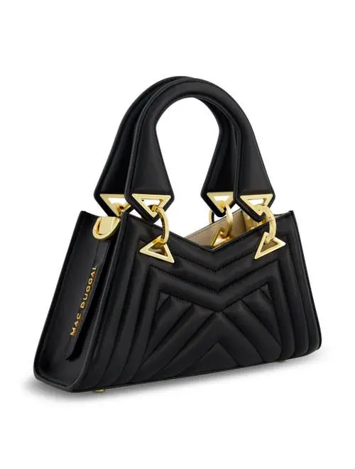 Mac Duggal Small Quilted Napa Leather Handbag - Black