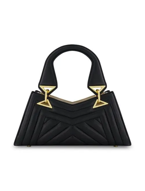 Mac Duggal Small Quilted Napa Leather Handbag - Black