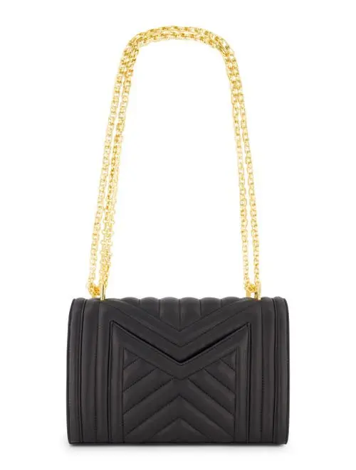 Mac Duggal Quilted Napa Leather Handbag With Gold Chain - Black